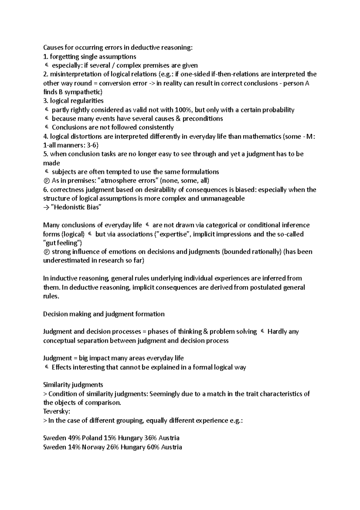 Causes for occurring errors in deductive reasoning - Causes for occurring errors in deductive ...