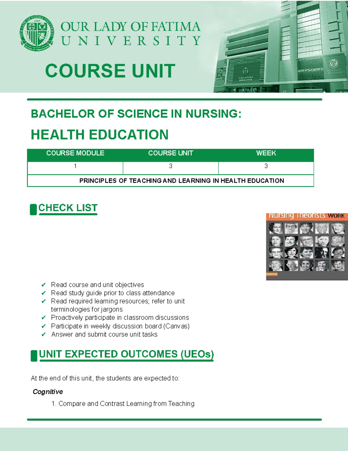 WEEK 3 H - lessons - BACHELOR OF SCIENCE IN NURSING: HEALTH EDUCATION ...