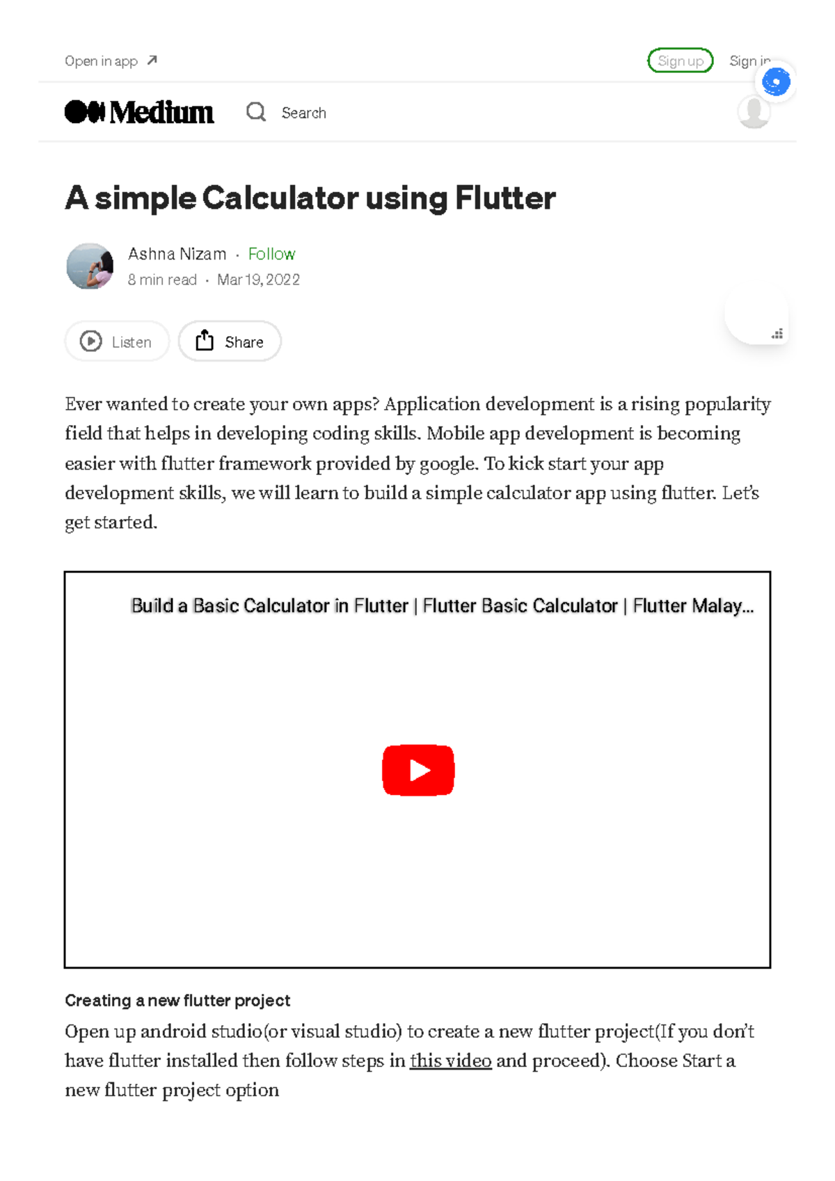A simple Calculator using Flutter by Ashna Nizam Medium - A simple Calculator using Flutter ...