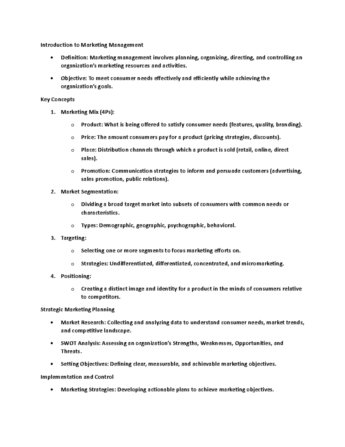 Introduction to Marketing Management - Objective: To meet consumer ...