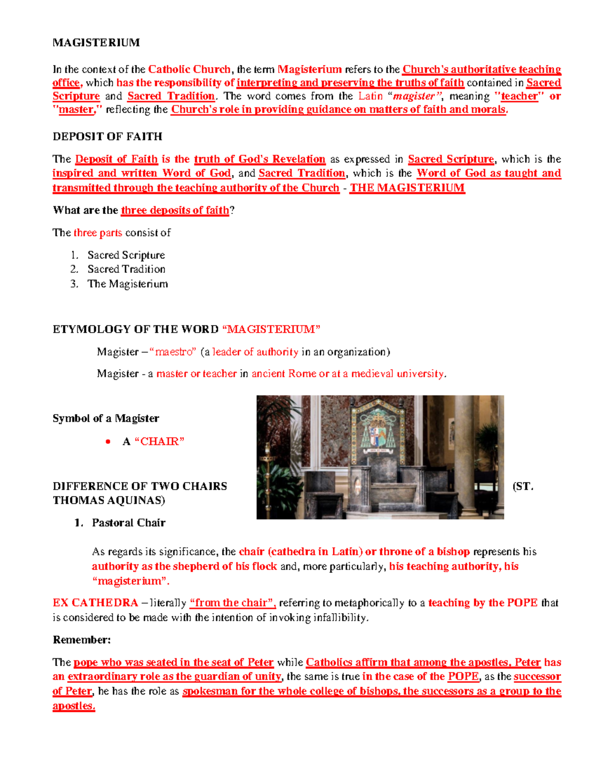THE- Magisterium-1 - MAGISTERIUM In the context of the Catholic Church ...
