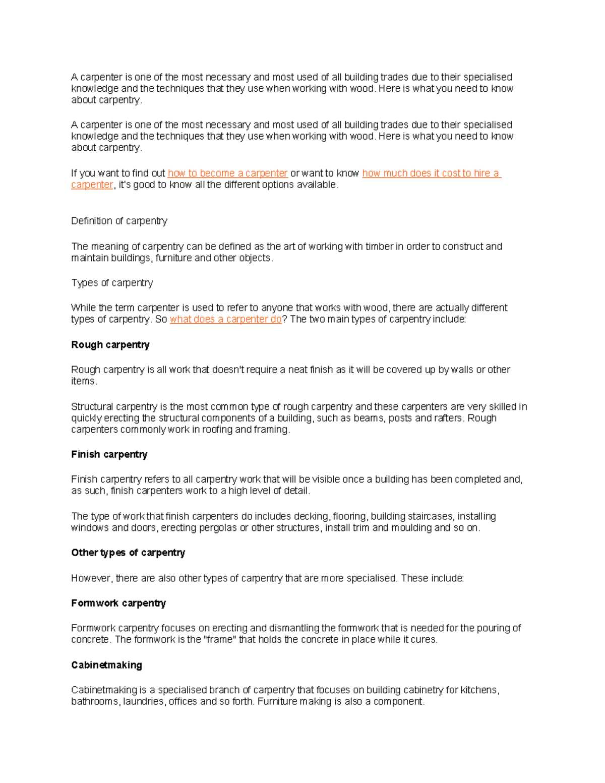 Carpentry Magarro - Lecture note in teaching EPP - A carpenter is one ...