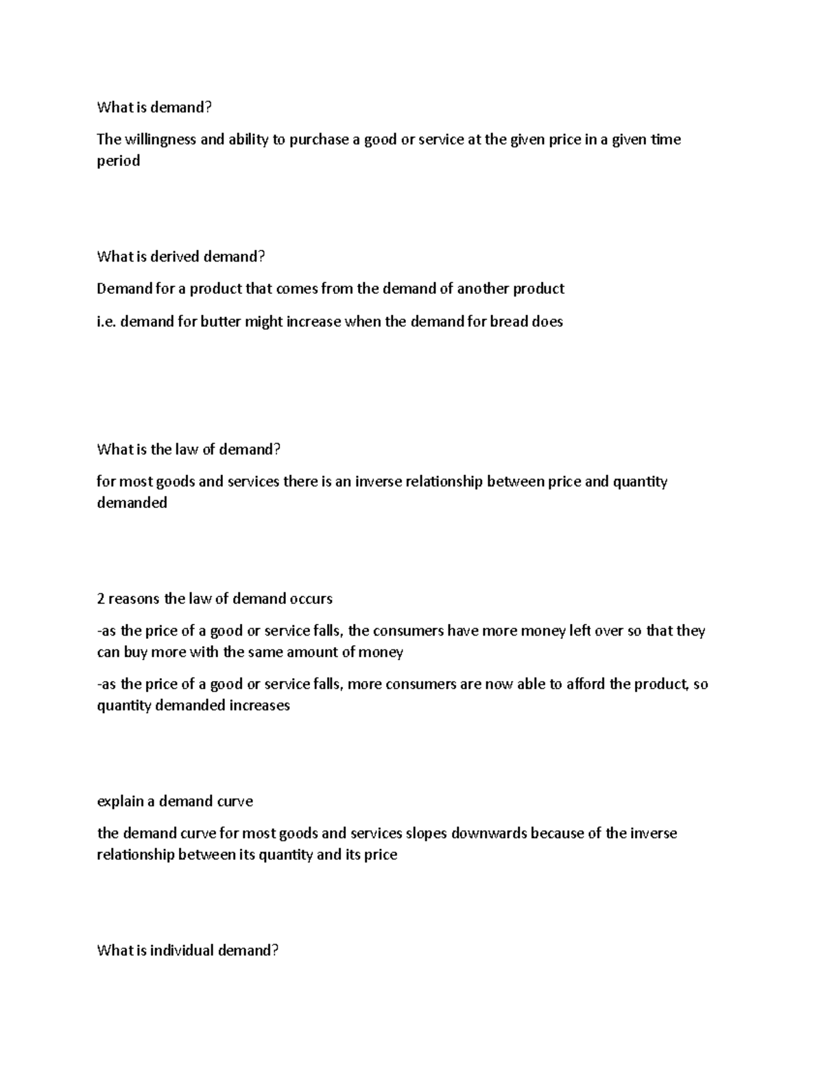 Microeconomics - GSU - What is demand? The willingness and ability to ...
