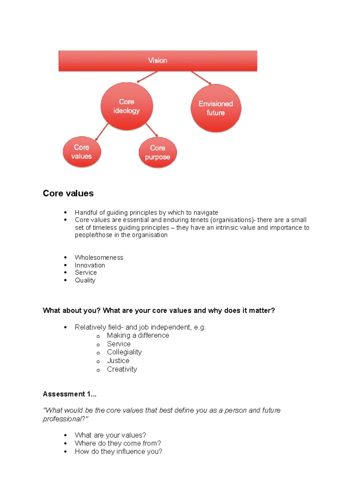 2019CCJ Week 2 Notes - Core values Handful of guiding principles by ...