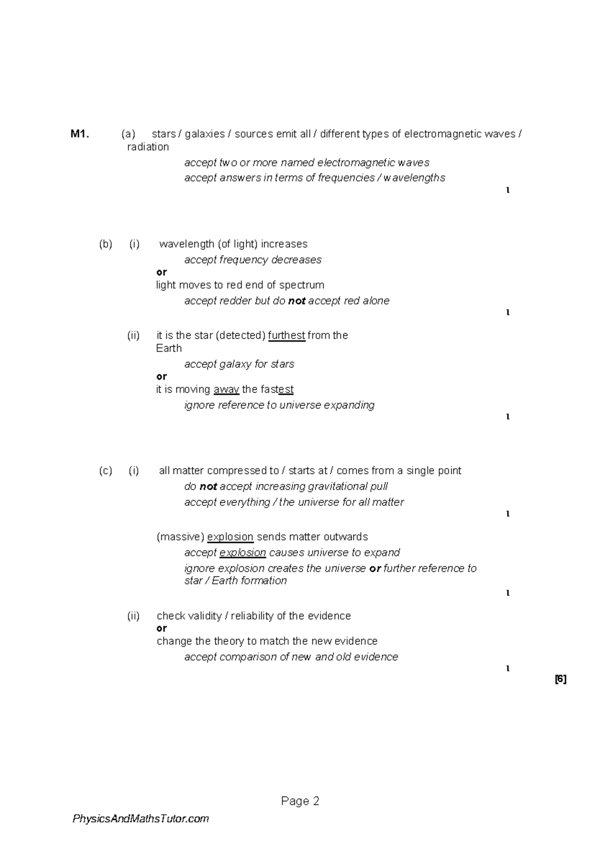 Red Shift 2 MS - 123 - Page 2 M1. (a) stars / galaxies / sources emit ...