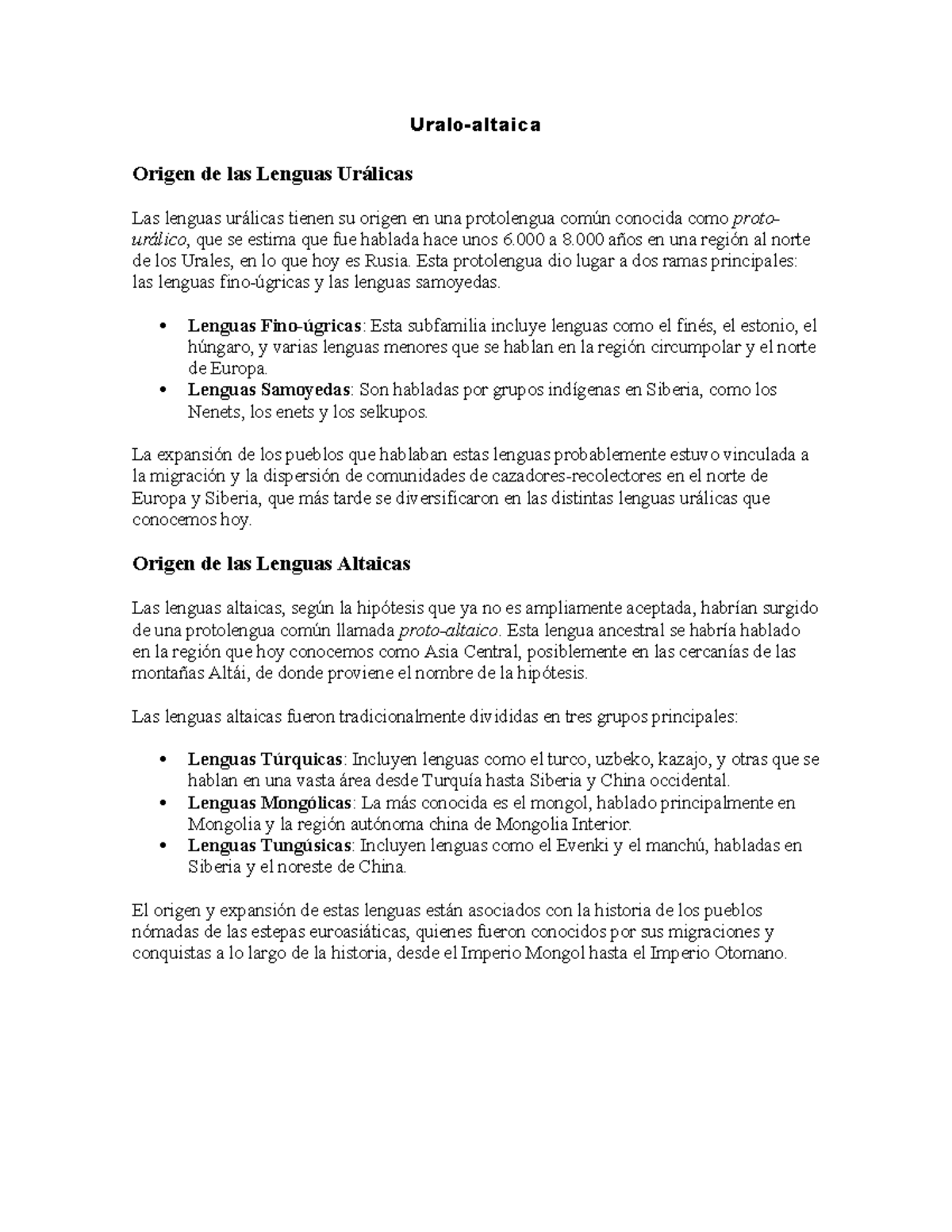 Lengua Uralo-altaica - Uralo-altaica Origen de las Lenguas Urálicas Las ...