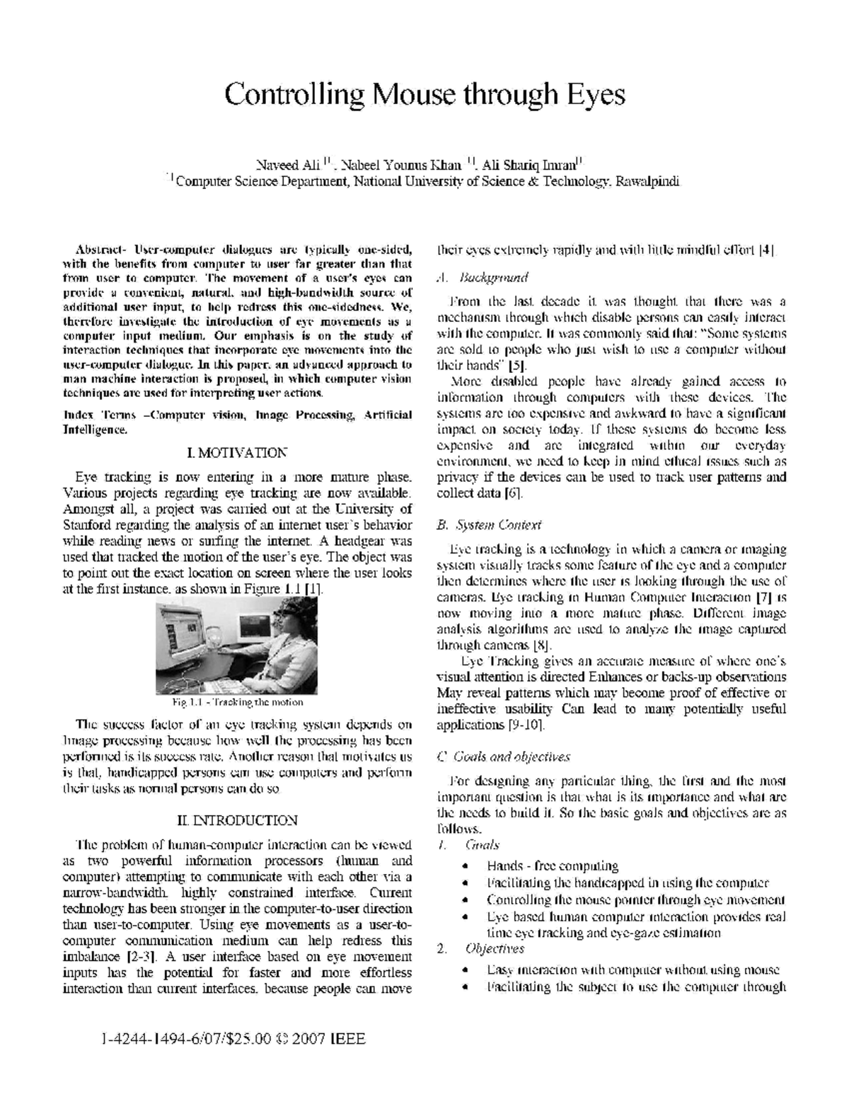 Controlling Mouse through Eyes - The movement of a user's eyes can ...