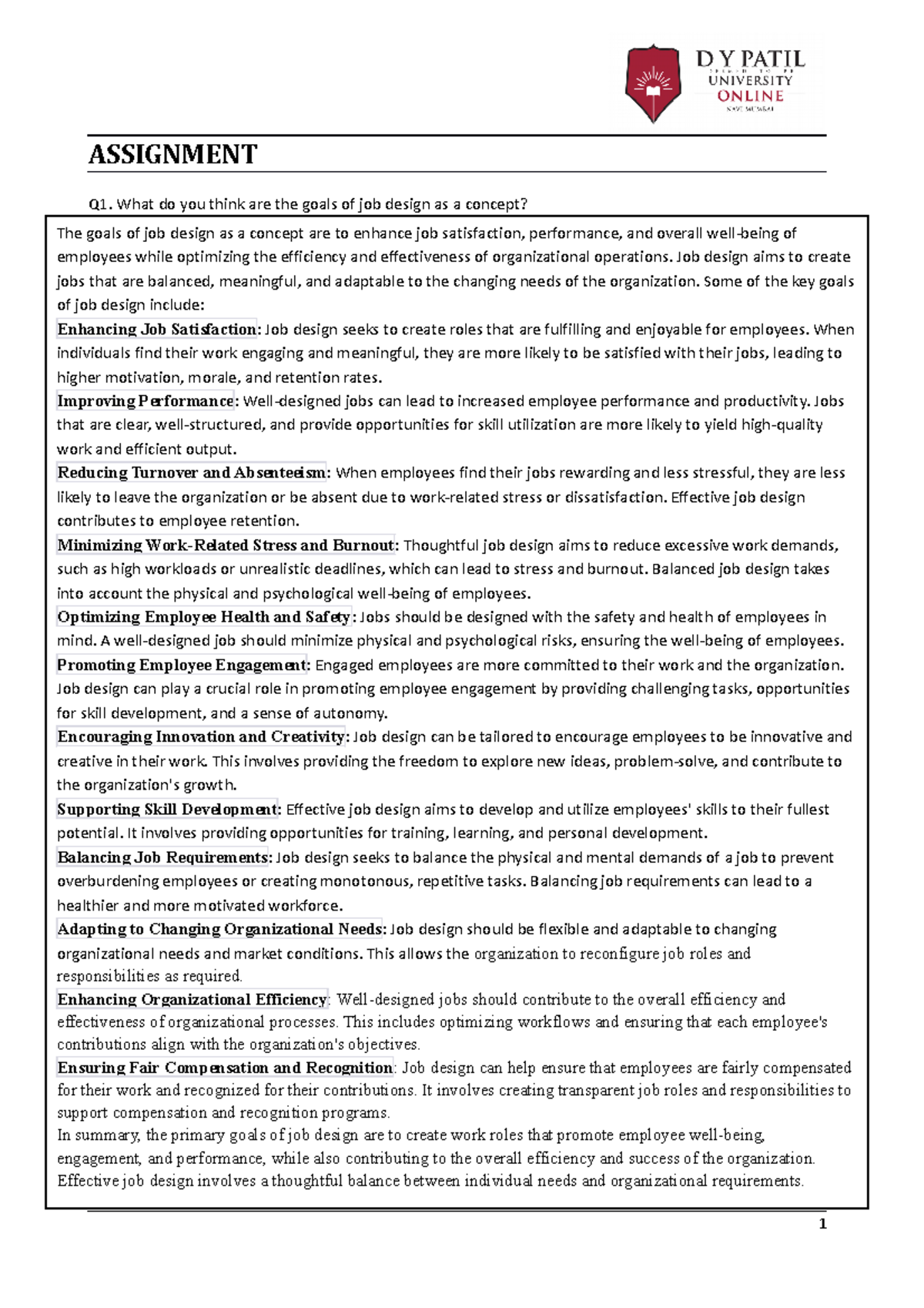 HRM-Module 3 Assignment - ASSIGNMENT Q1. What do you think are the ...