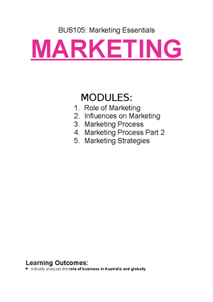 Module 1- Marketing - Module 1 1 What is marketing and the steps in the ...