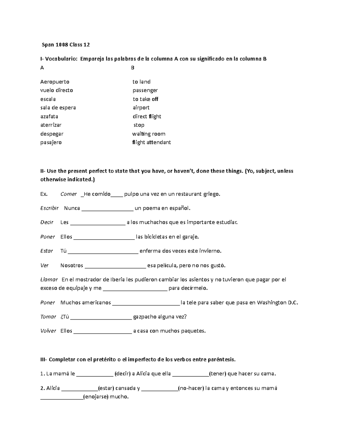 Span 1008 class 12 sp 23 - Week 6 assignment - Span 1008 Class 12 I ...