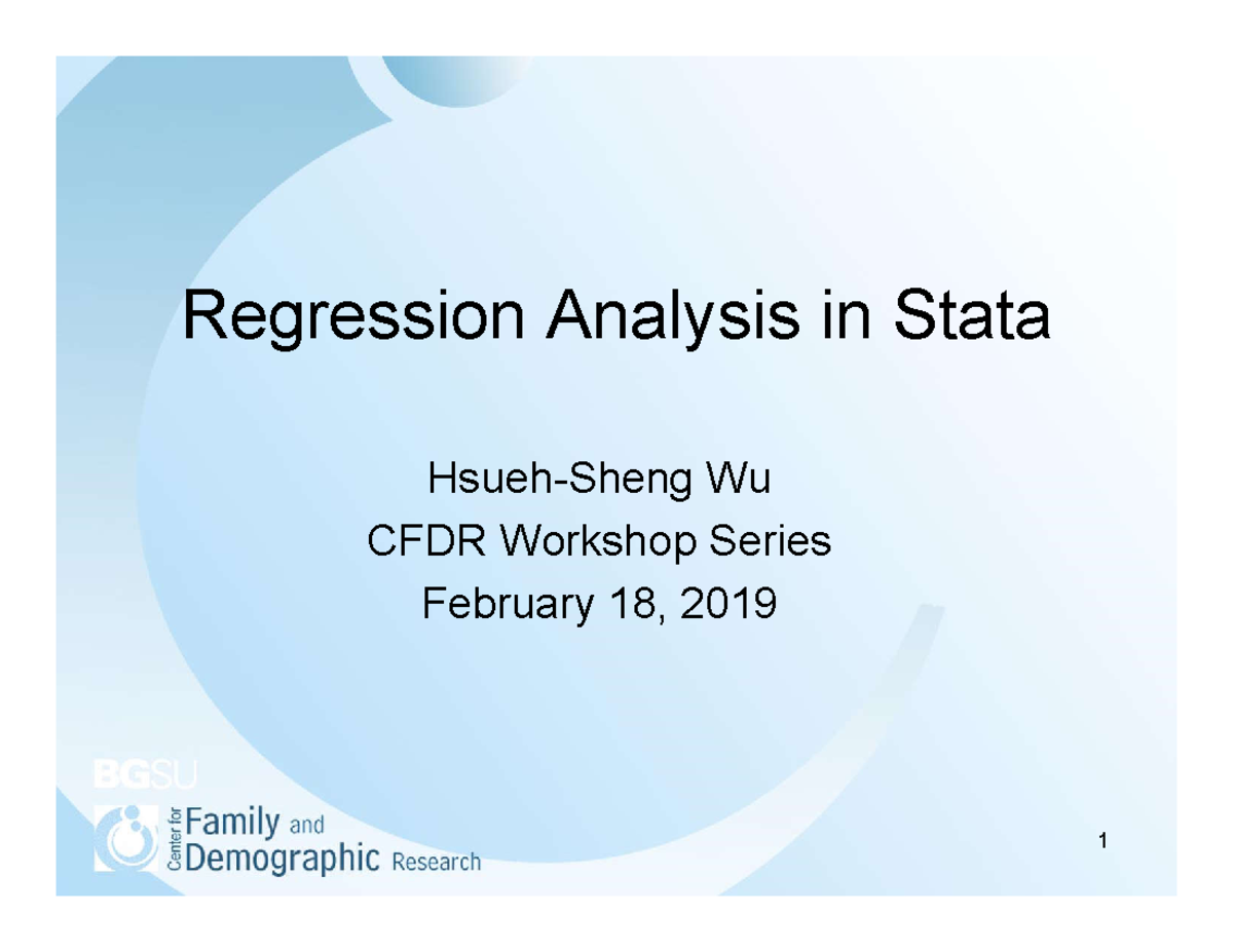 2019-Regression-Slides - Regression Analysis in Stata Hsueh-Sheng Wu ...