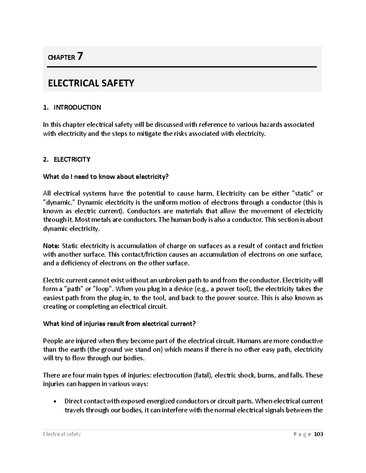 Safety principle and law chapter 7 - 1. INTRODUCTION In this chapter ...