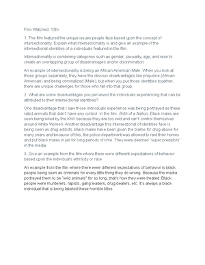 Culture in Film- Week 5 - Analysis of films - Film Watched: American ...