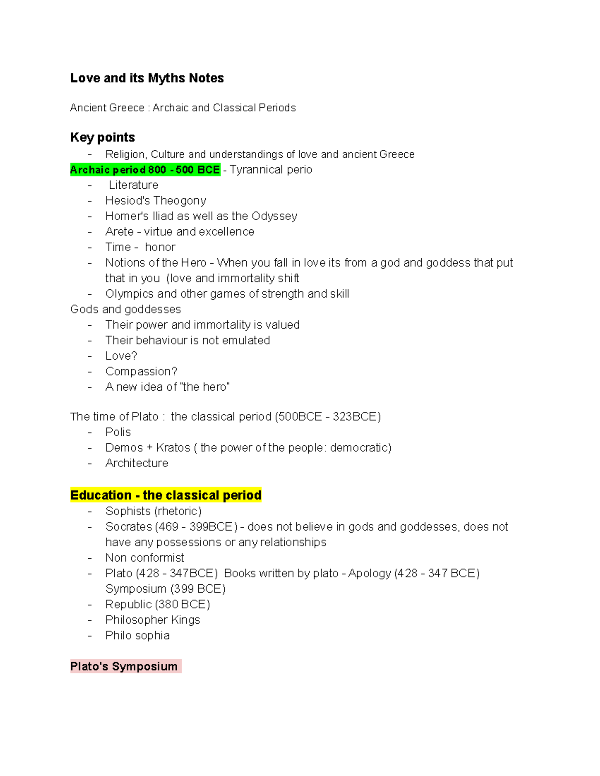 Love and its Myths notes - RE103 - WLU - Studocu