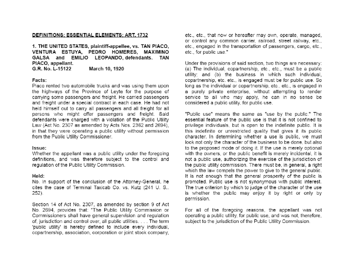 7. United States v. Piaco, G.R. No. 15122, 10 March 1920 - Juris Doctor ...