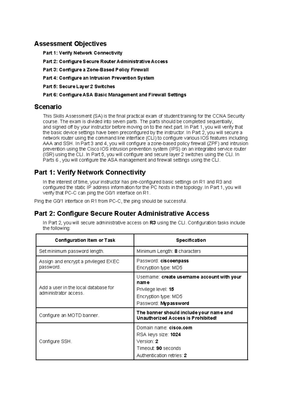 SBA Notes assignment - Assessment Objectives Part 1: Verify Network ...