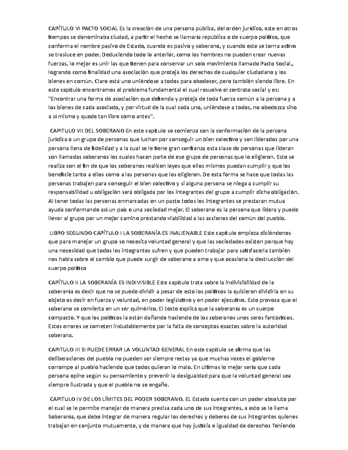 Ruoseao pacto social resumen - CAPÍTULO VI PACTO SOCIAL Es la creación ...