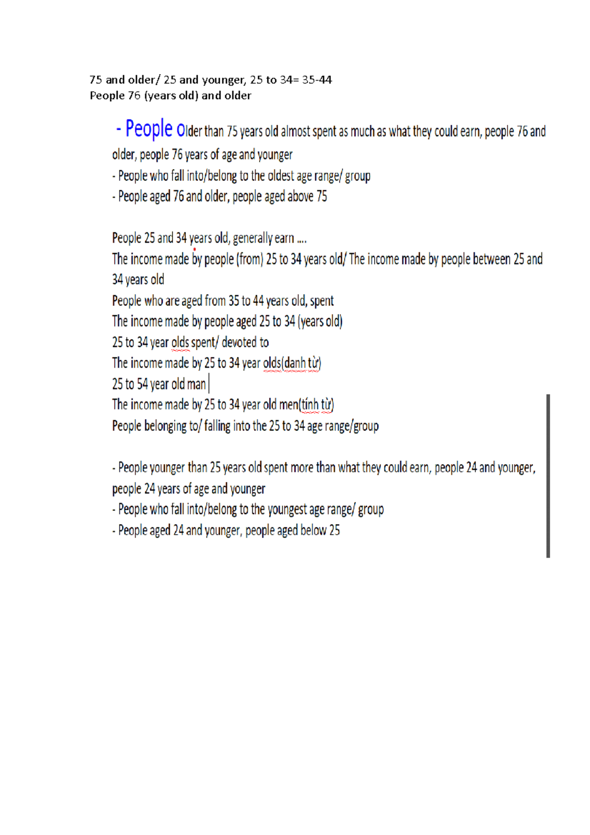 Task-1-writting 2 - Wri - 75 and older/ 25 and younger, 25 to 34= 35 ...