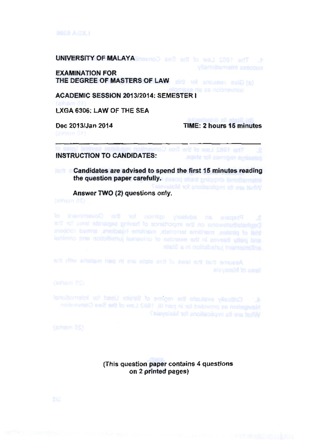 Past Exam Paper 2014 Semester 1 - UNIVERSITY OF MALAYA EXAMINATION FOR ...