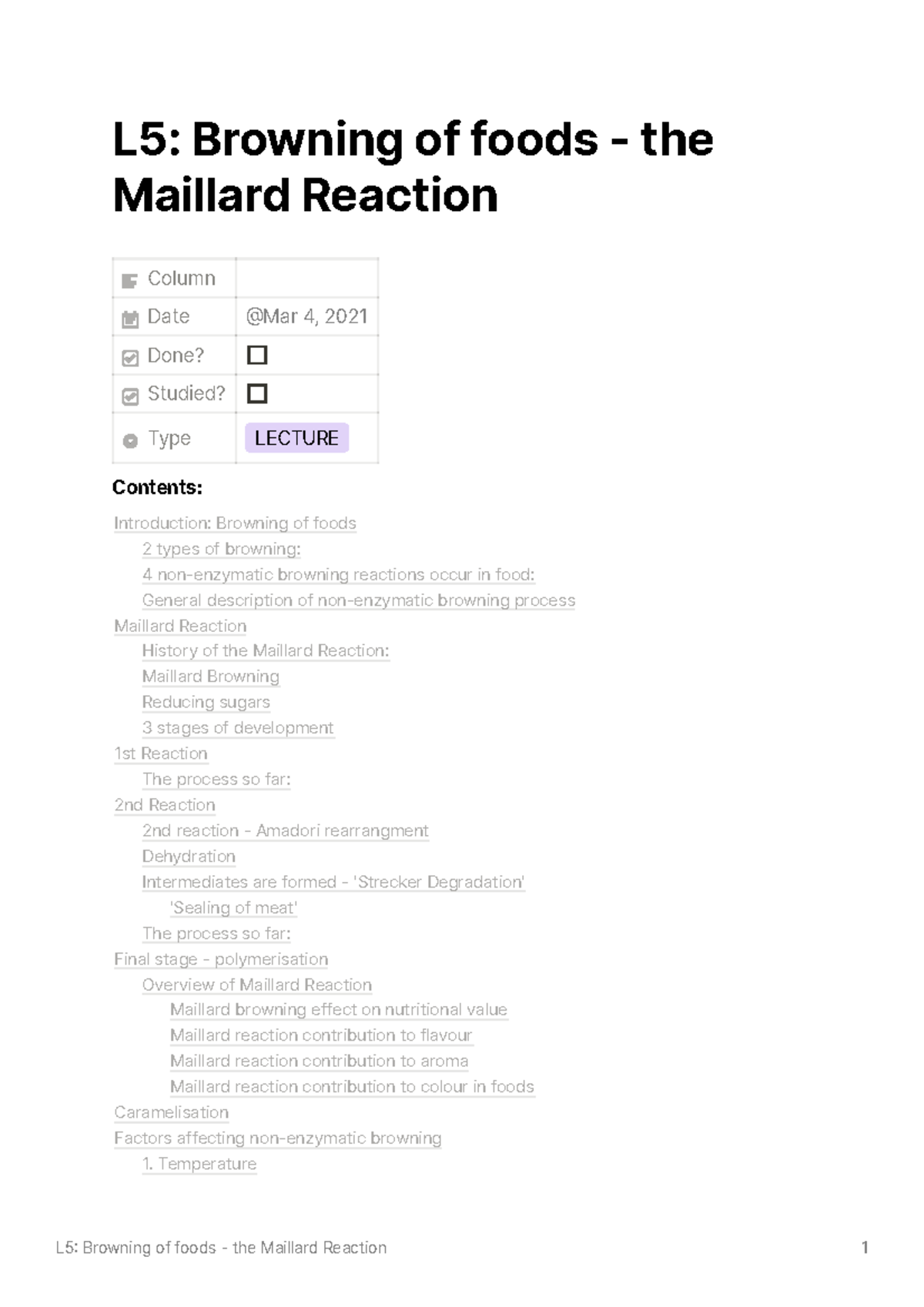 L5 Browning of foods - the Maillard Reaction - Temperature Lԋ Browning ...