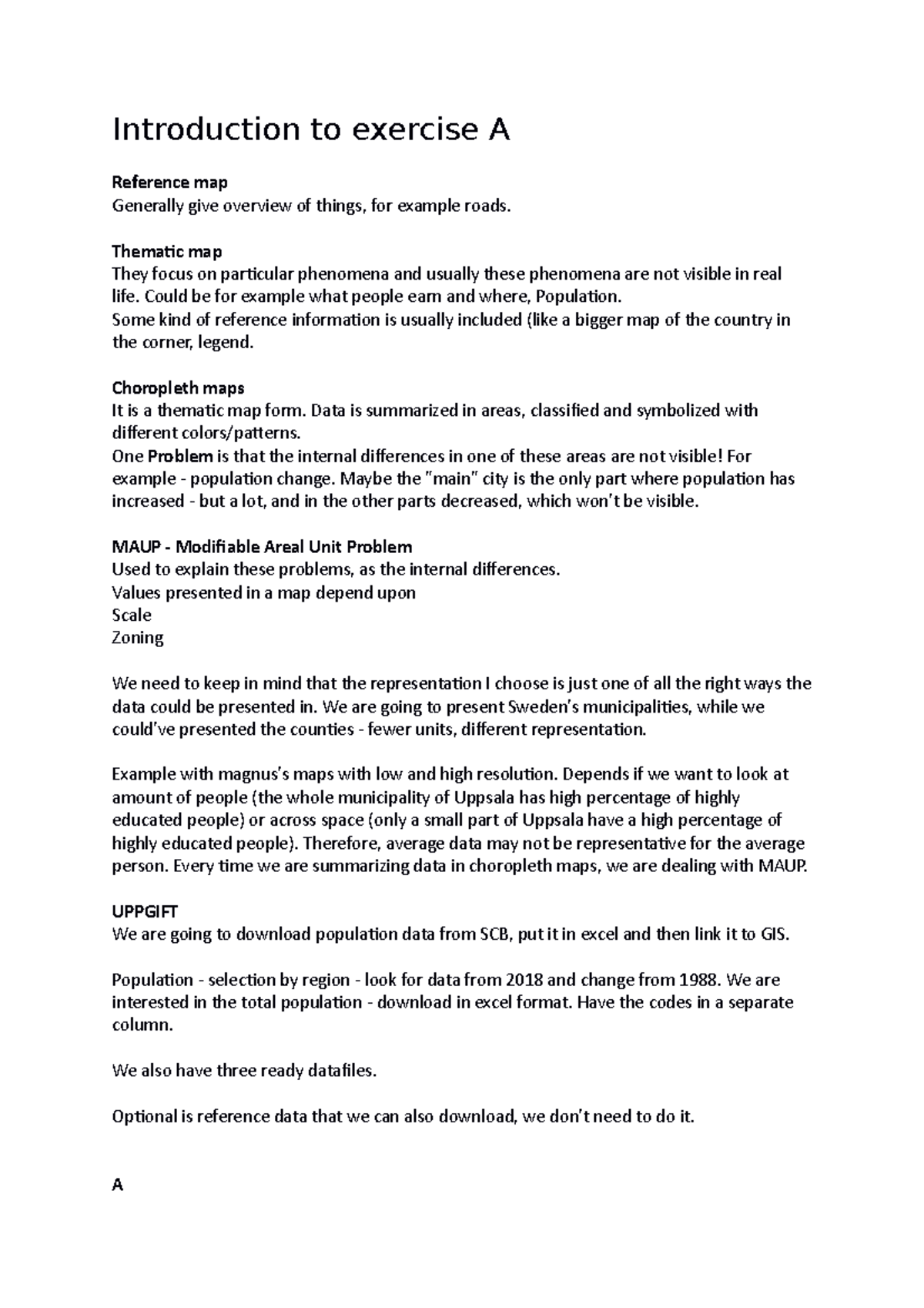 Introduction to exercise A - Introduction to exercise A Reference map ...