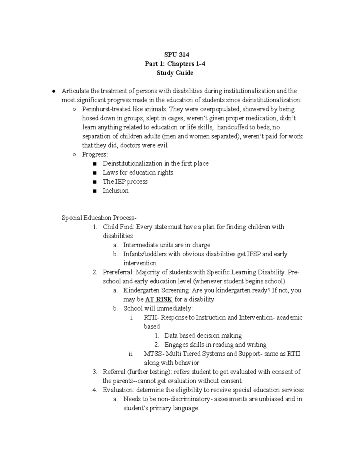 Chapters 1-4 Study Guide- SPU 314 - SPU 314 Part 1: Chapters 1- Study ...