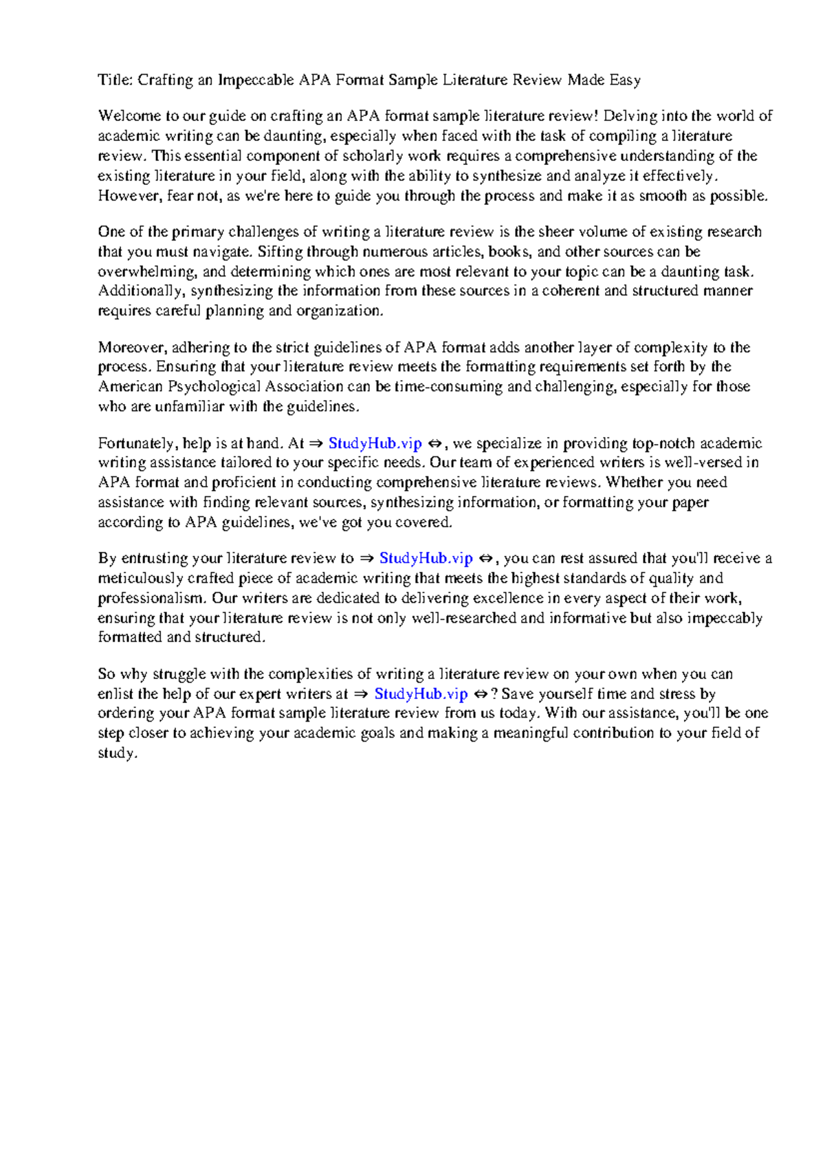 Apa Format Sample Literature Review - This essential component of ...