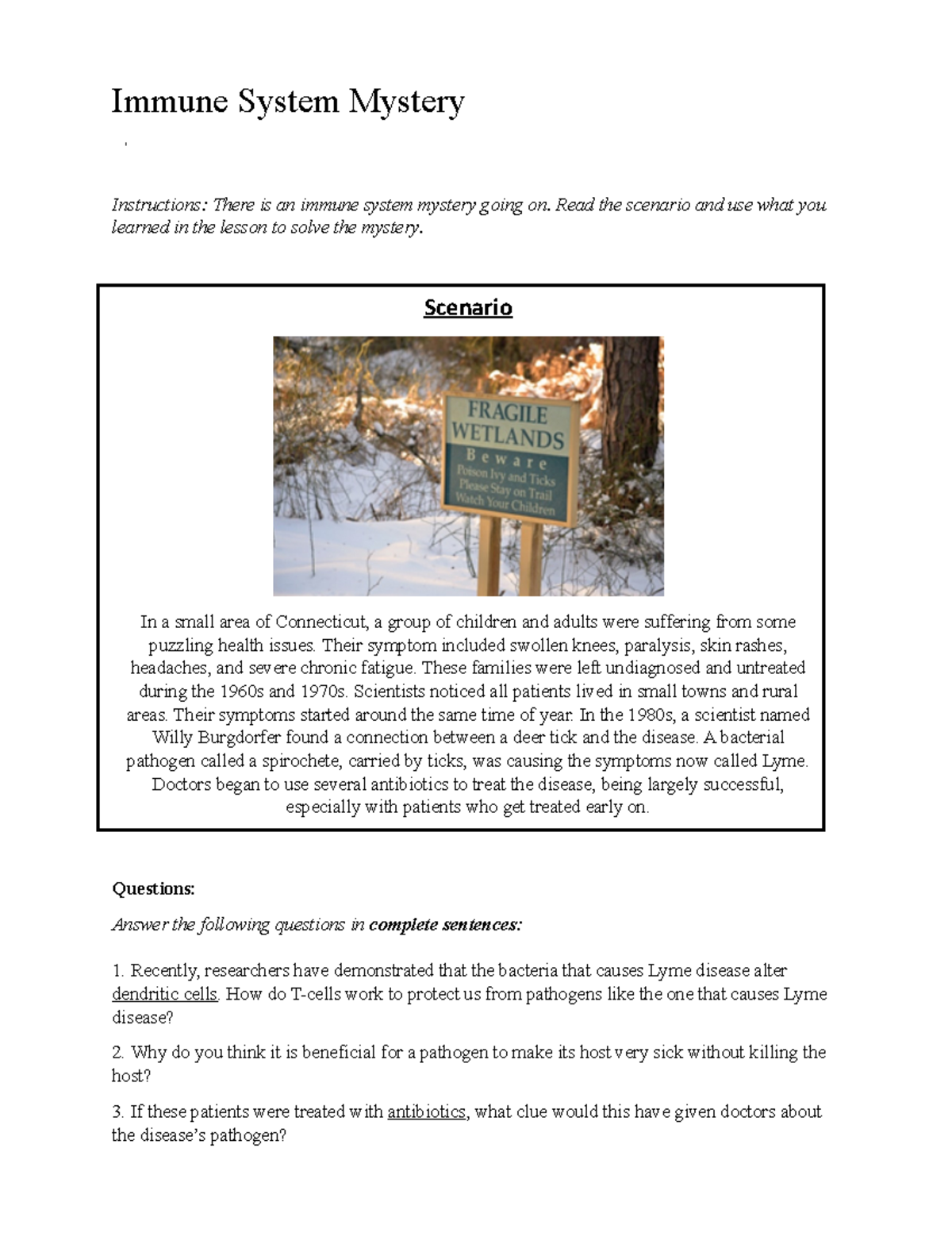 06 08 immune system mystery assignment - Immune System Mystery ...