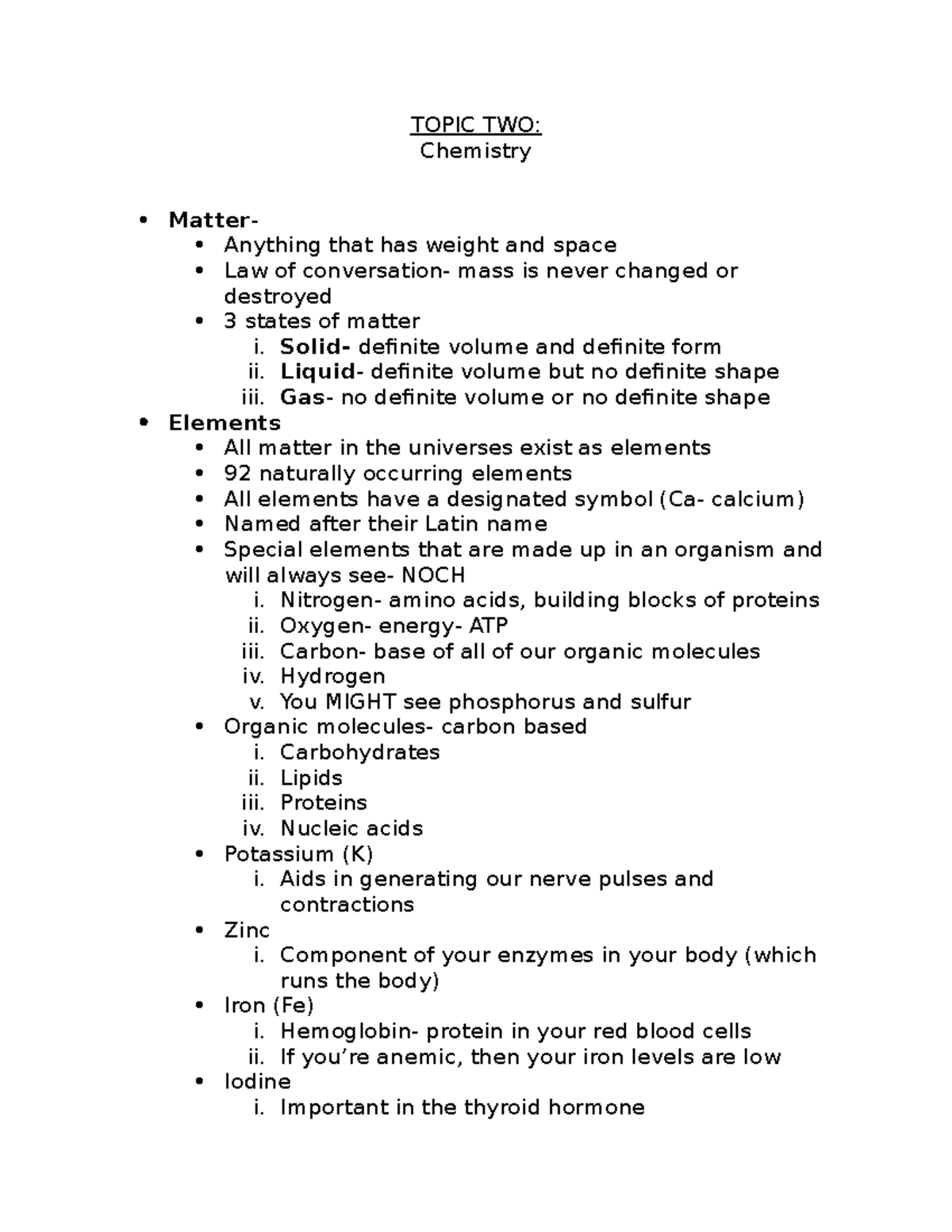 Topic TWO - BIO 152 Chapter 2 notes- Prof Hernandez - TOPIC TWO ...