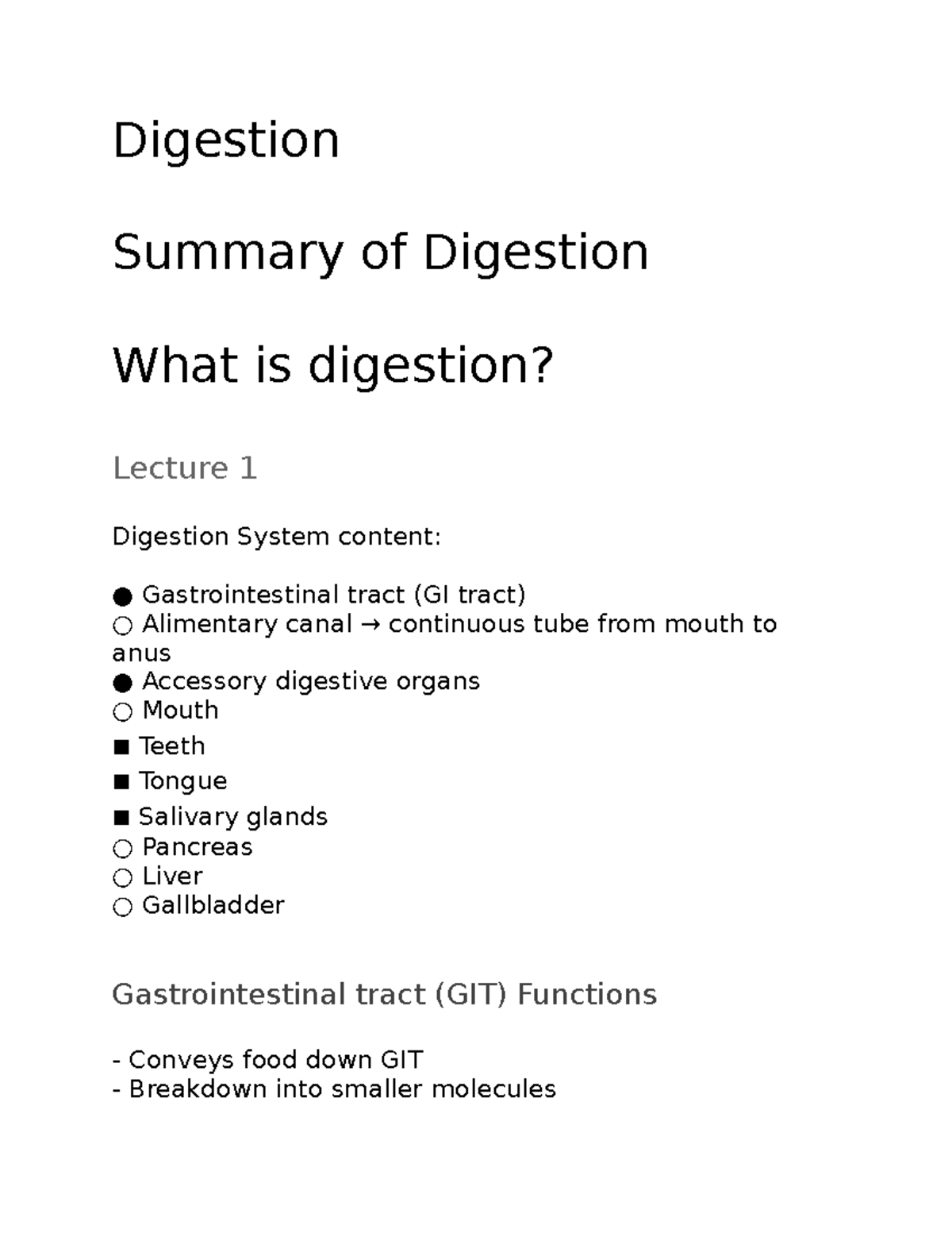 Digestion Chapter 1 - 01 - Digestion Summary of Digestion What is ...