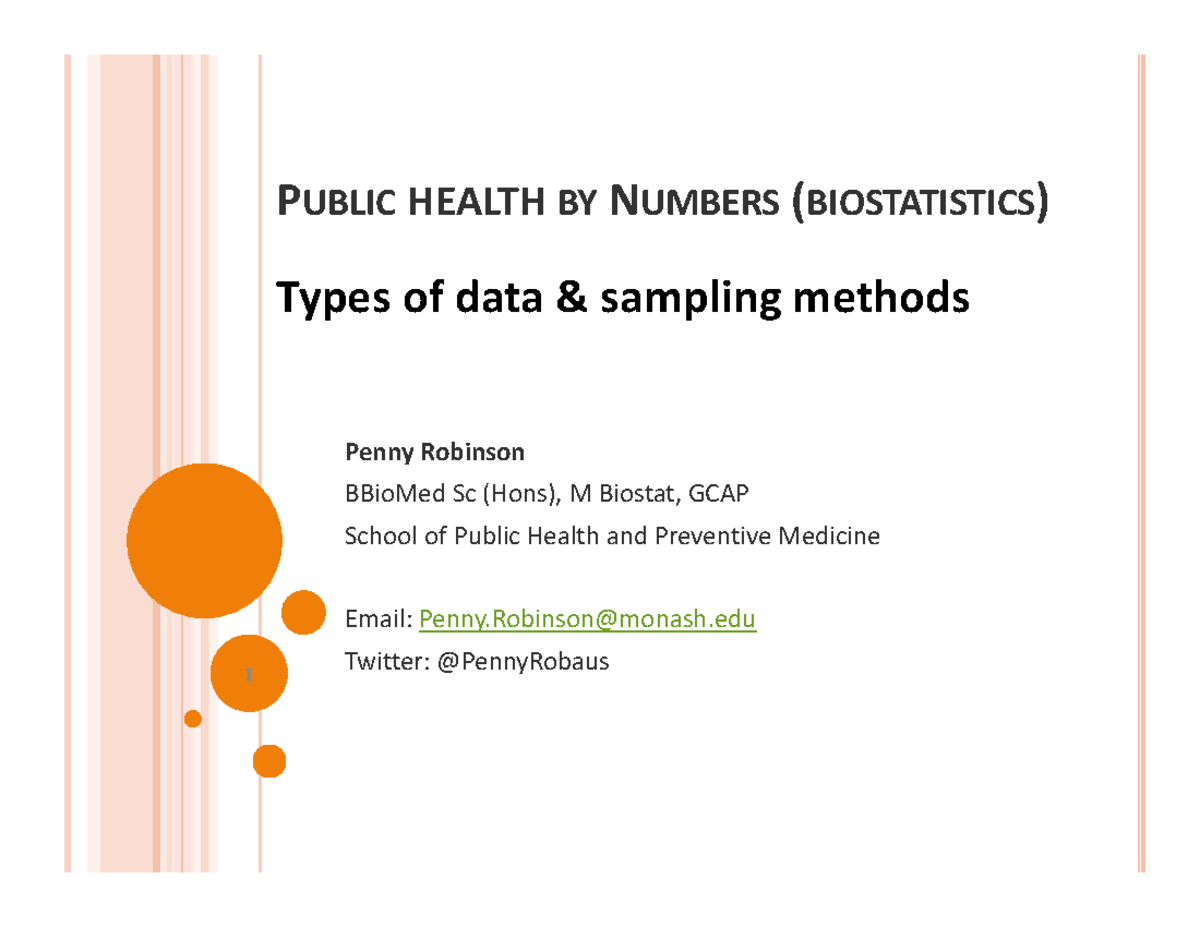 Lecture Week 1 Importance of biostatistics in public health - PUBLIC ...