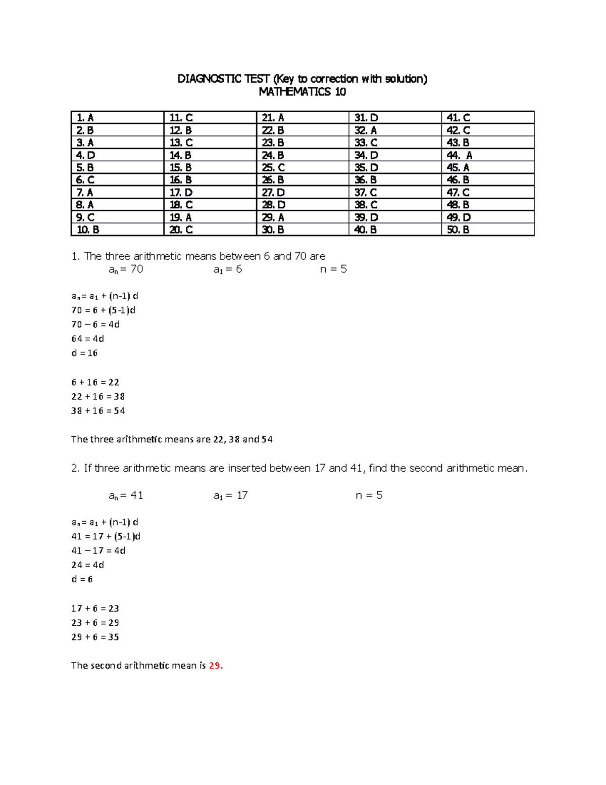 Diagnostic-TEST-KEY - test - DIAGNOSTIC TEST (Key to correction with ...
