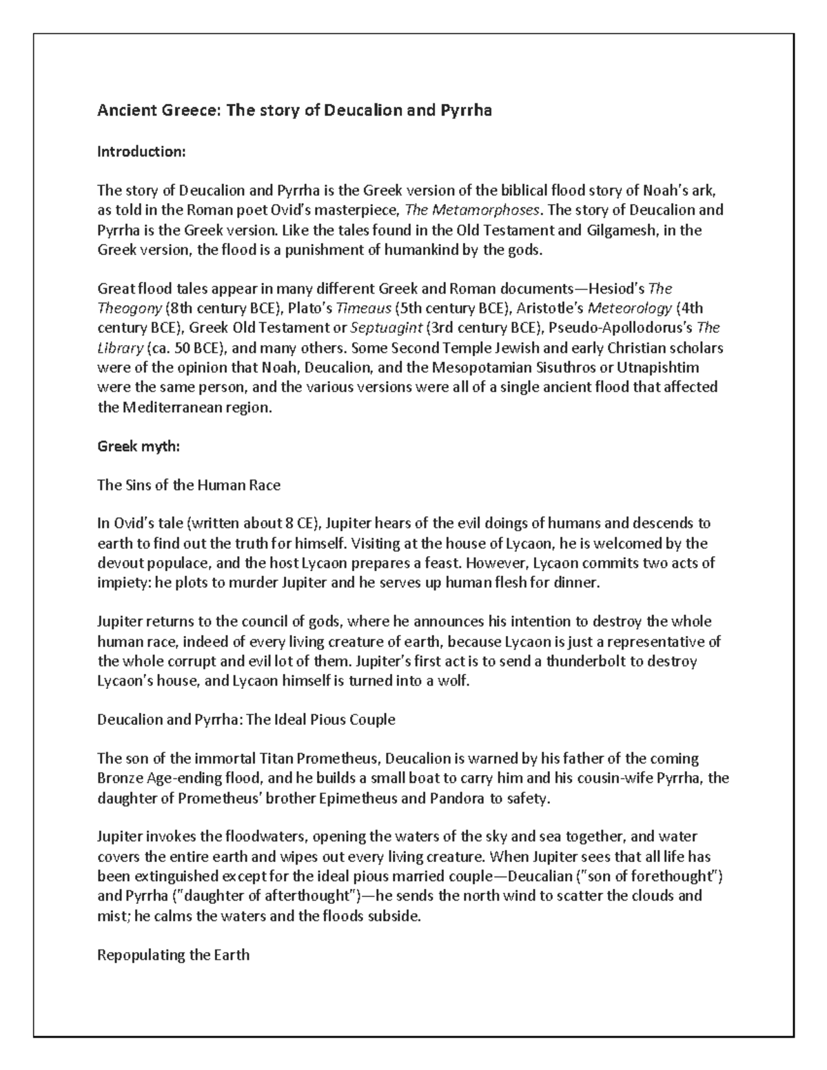 Prometheus And Pyrrha