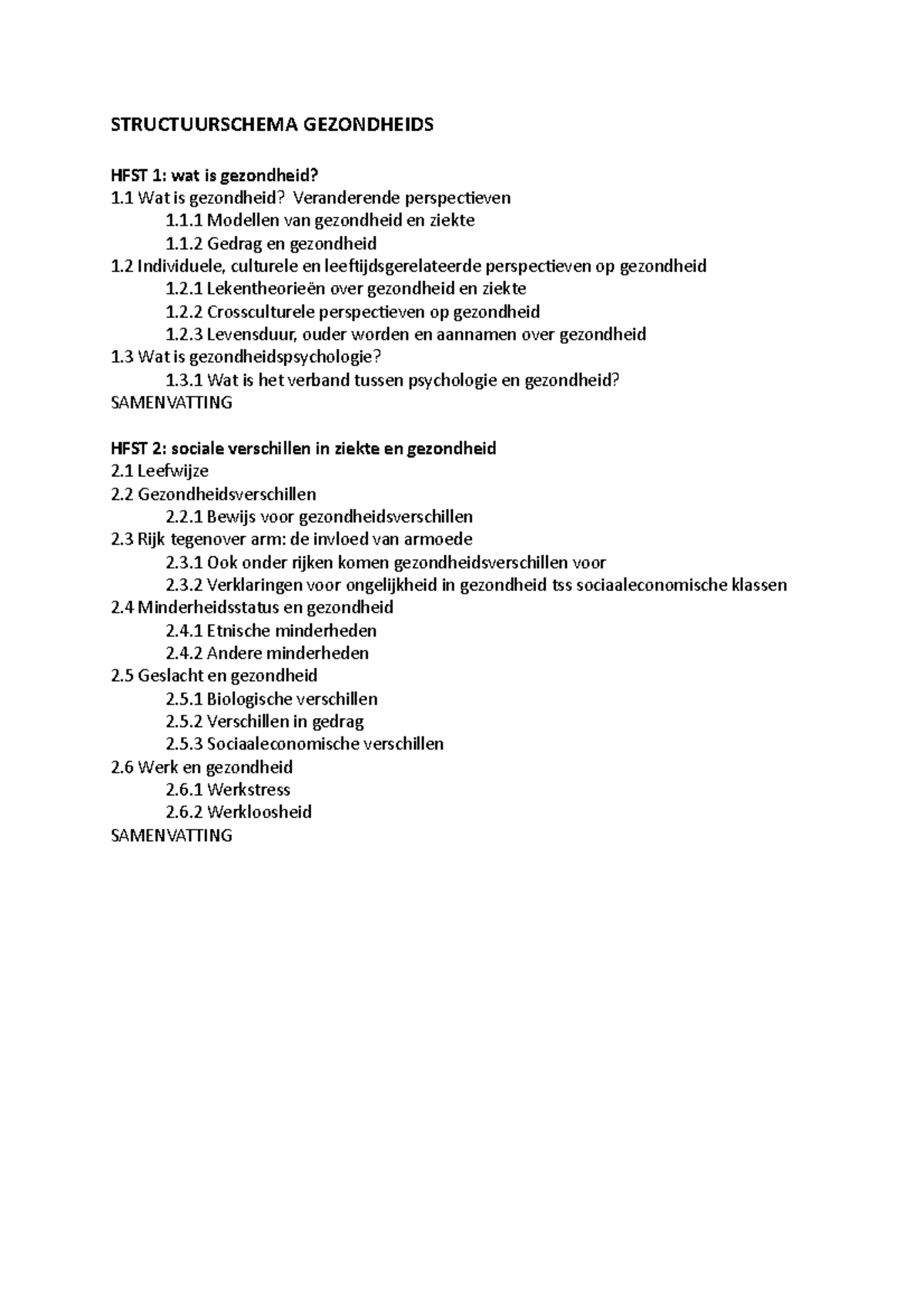 Structuurschema gezondheidspsychologie - STRUCTUURSCHEMA GEZONDHEIDS ...