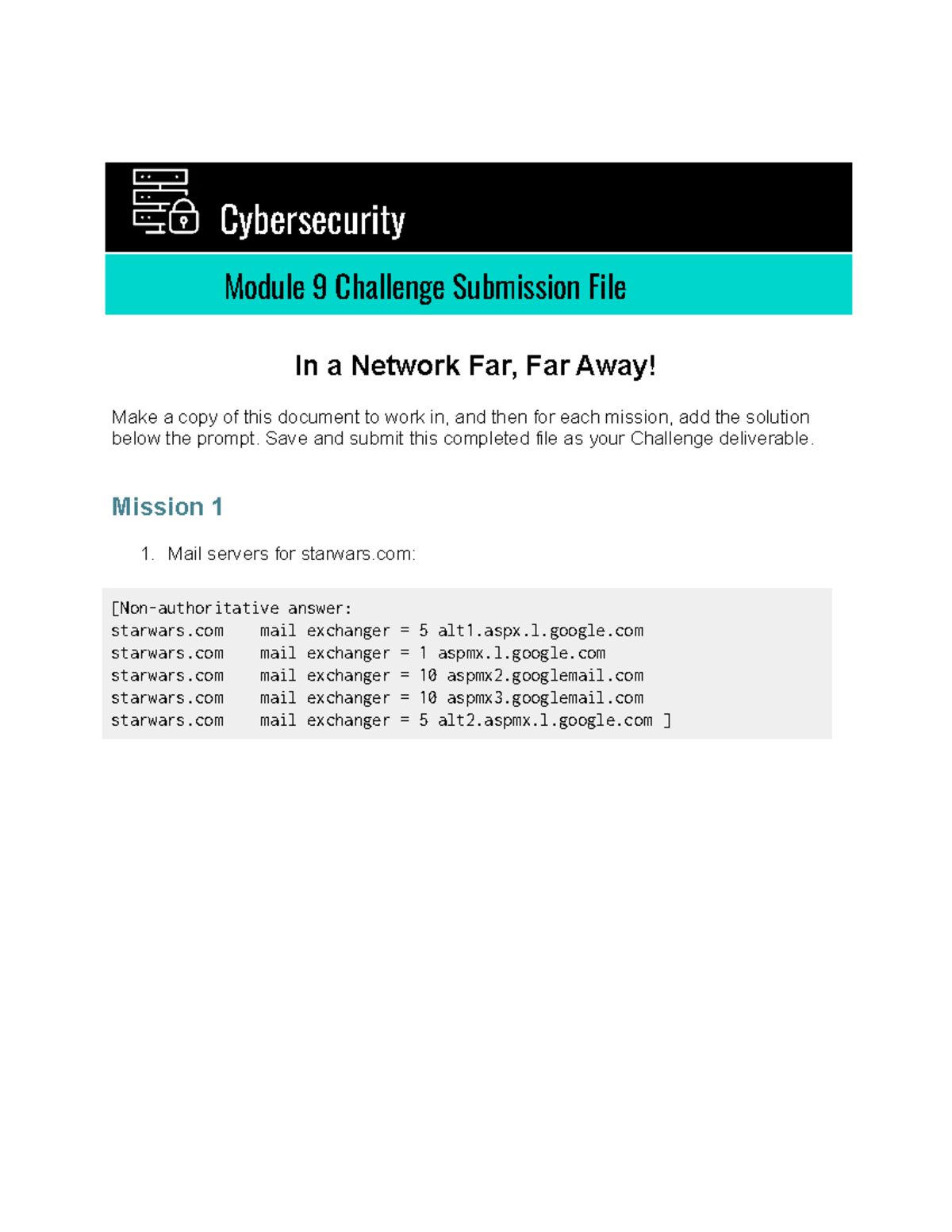 Copy of [Make a Copy] M9 Challenge Submission File - Cybersecurity Module 9 Challenge Submission ...