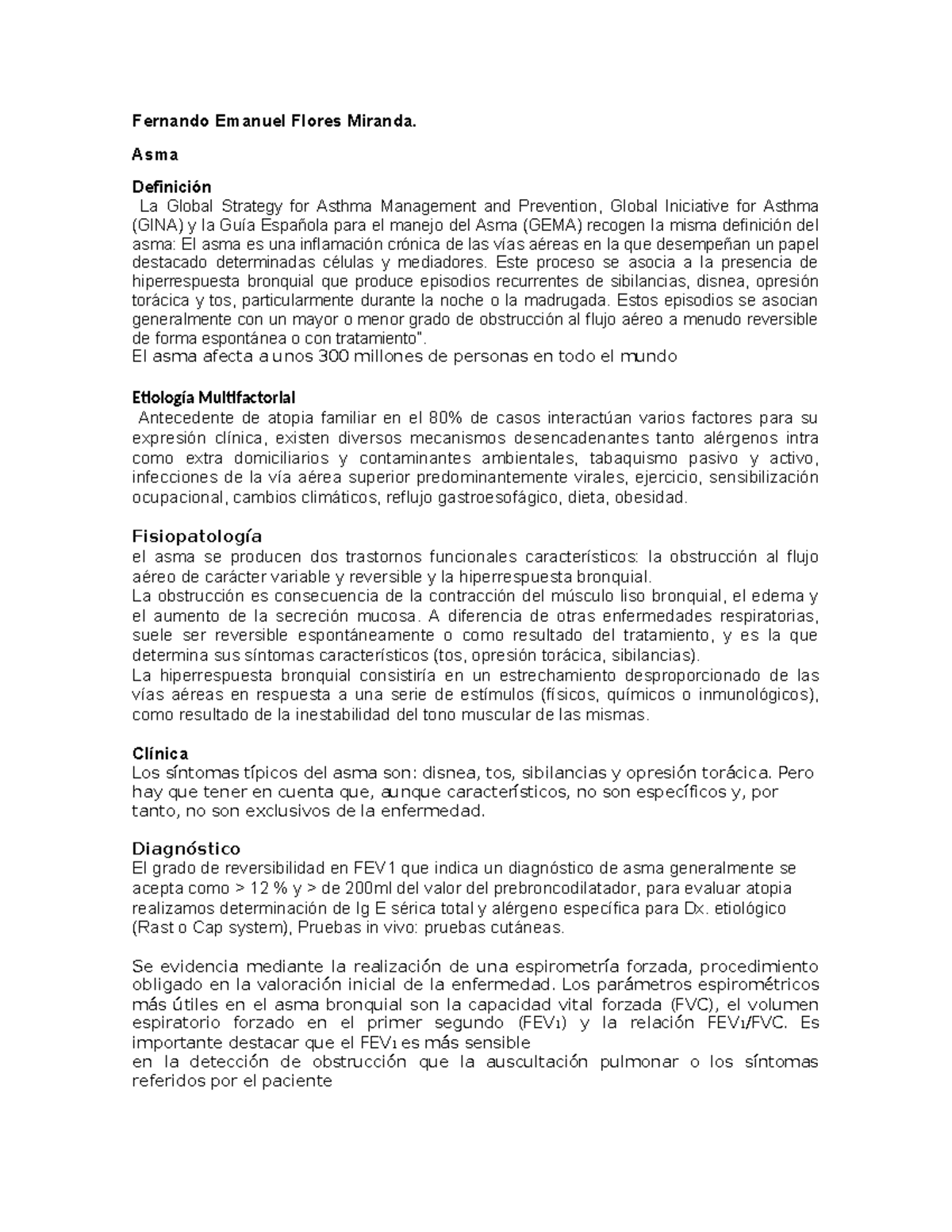 Fernando Emanuel Flores Miranda ASMA - Asma Definición La Global ...