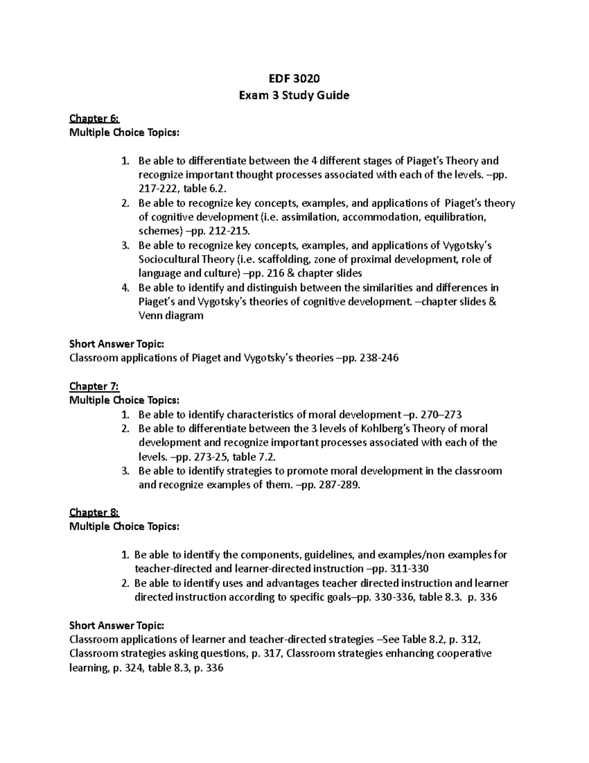 Exam 3 Study Guide - EDF 3020 Exam 3 Study Guide Chapter 6: Multiple ...