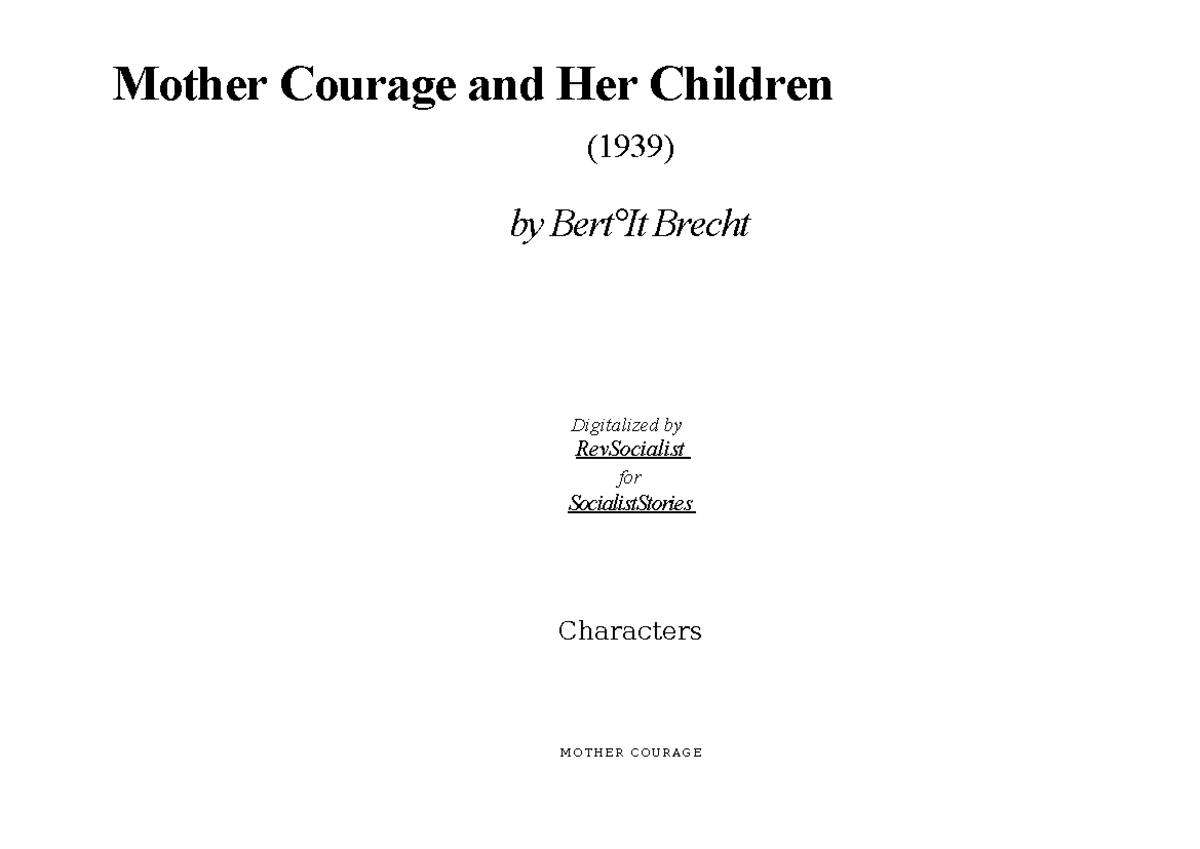 Mother Courage and Her Children - Mother Courage and Her Children (1939 ...