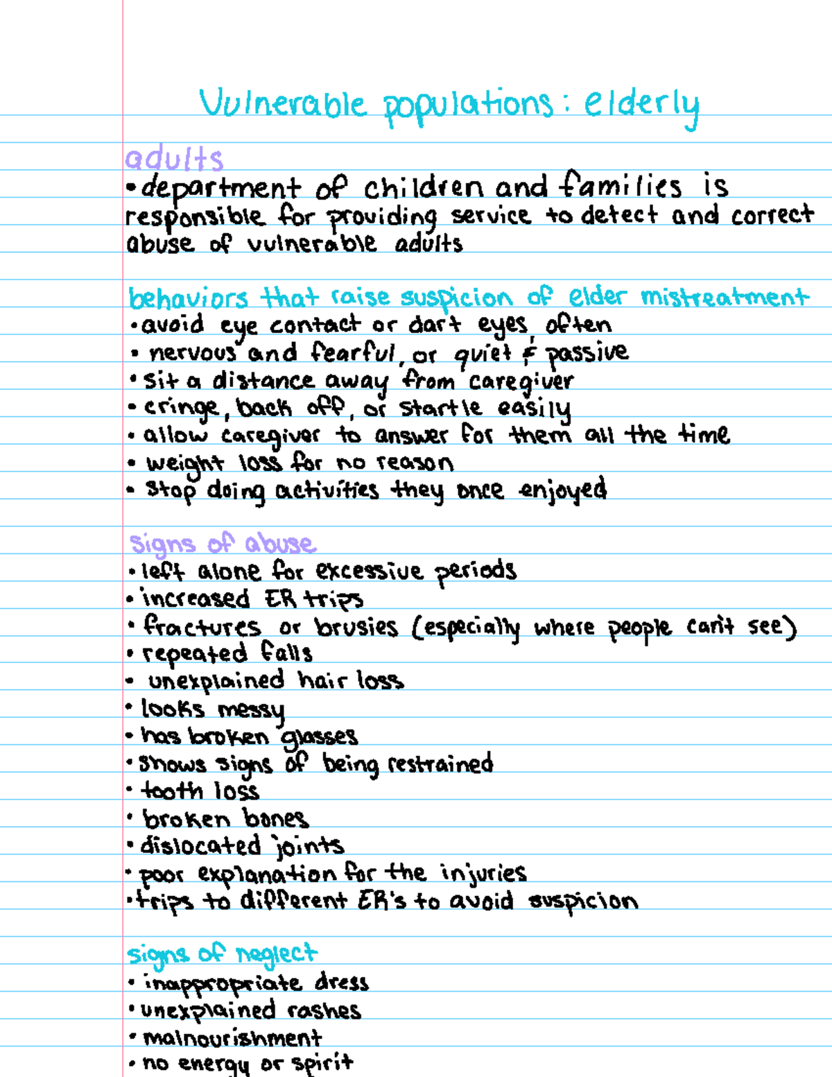 Csd notes 9 - Vulnerable populations elderly adults department of ...