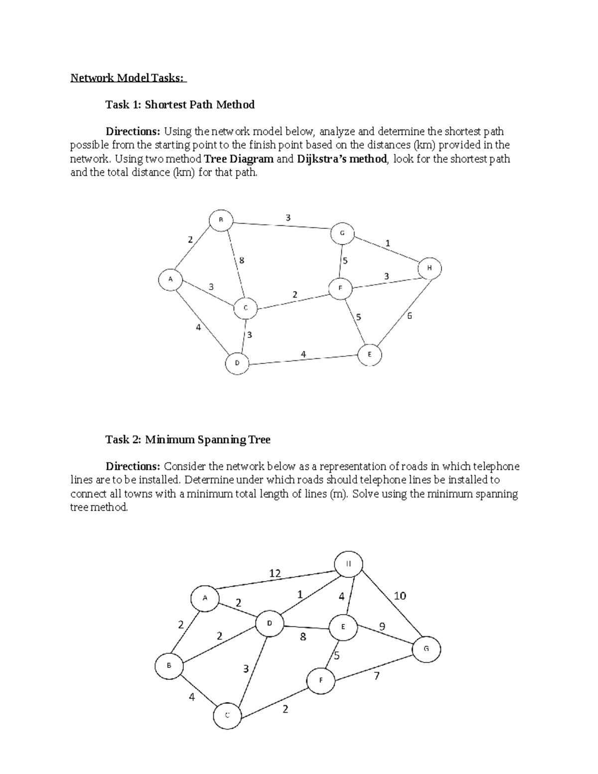 Network Model Tasks - Activity Task - Network Model Tasks: Task 1 ...