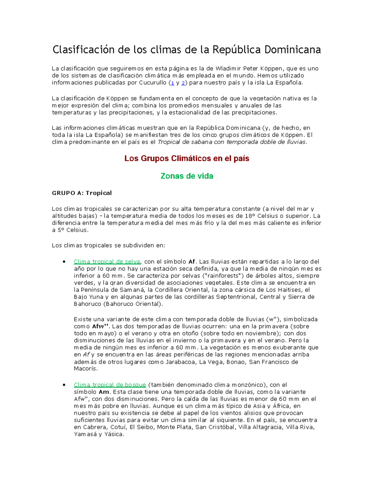Clasificación de los climas de la República Dominicana - Clasificación ...