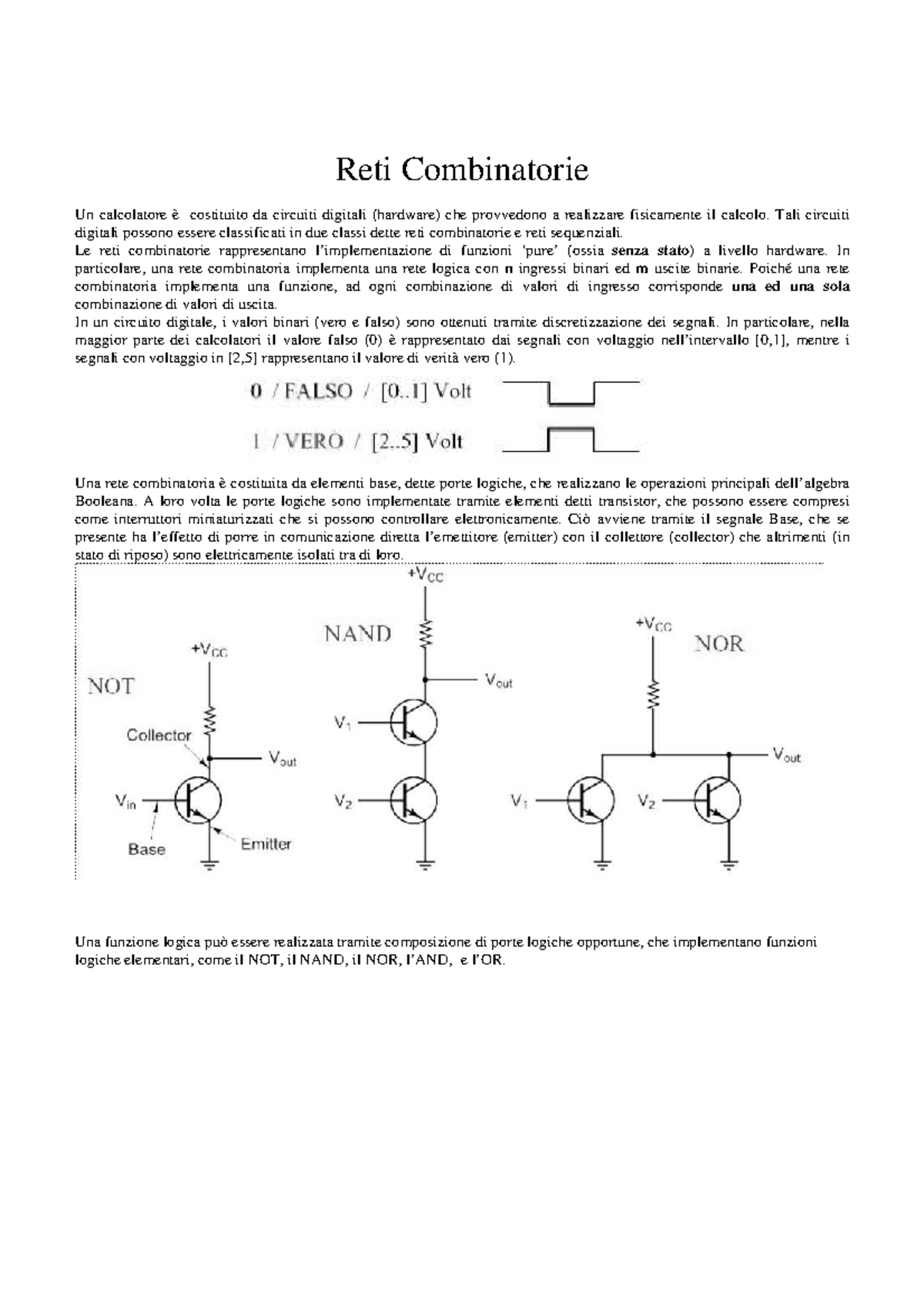 Reti-combinatorie - preparation for exam - Reti Combinatorie Un ...