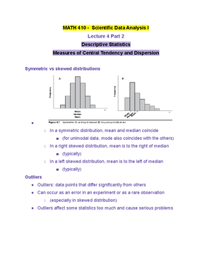 MATH 410 Lecture 7 Part 1 Fall 2020 - MATH 410 - Scientific Data Analysis I Lecture 7 Part 1 The ...
