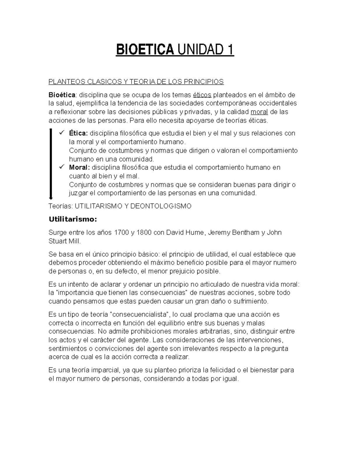 Bioetica enfermeria resumen de parcial número 1 - BIOETI CA UNI DAD 1 ...