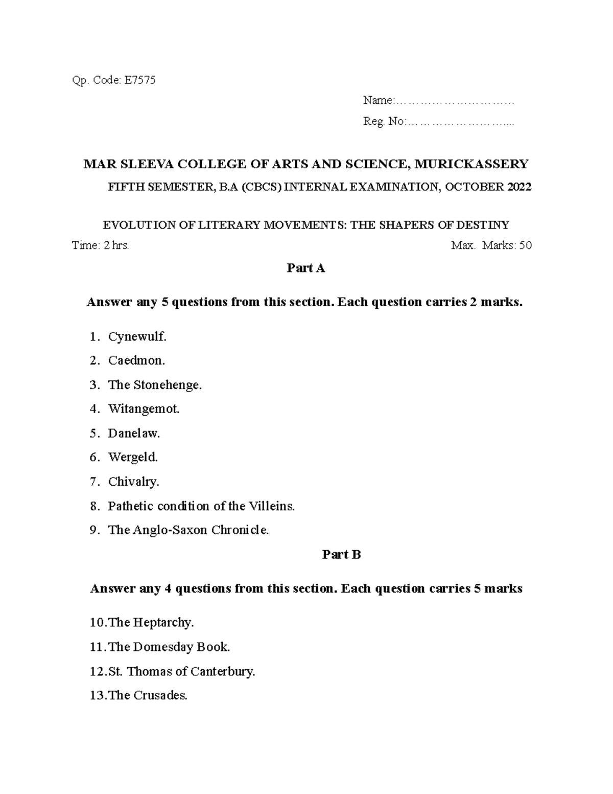 THE Shapers OF Destiny - Qp. Code: E Name ...