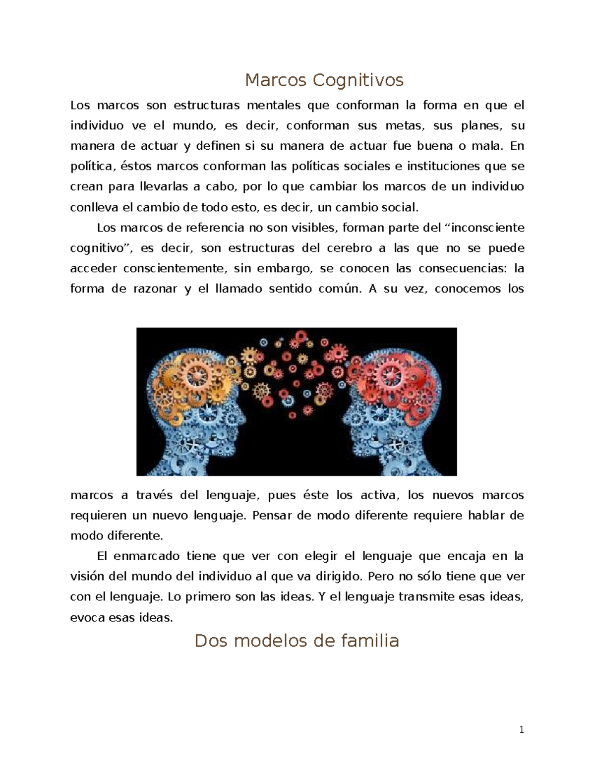 Marcos Cognitivos - Marcos Cognitivos Los marcos son estructuras ...