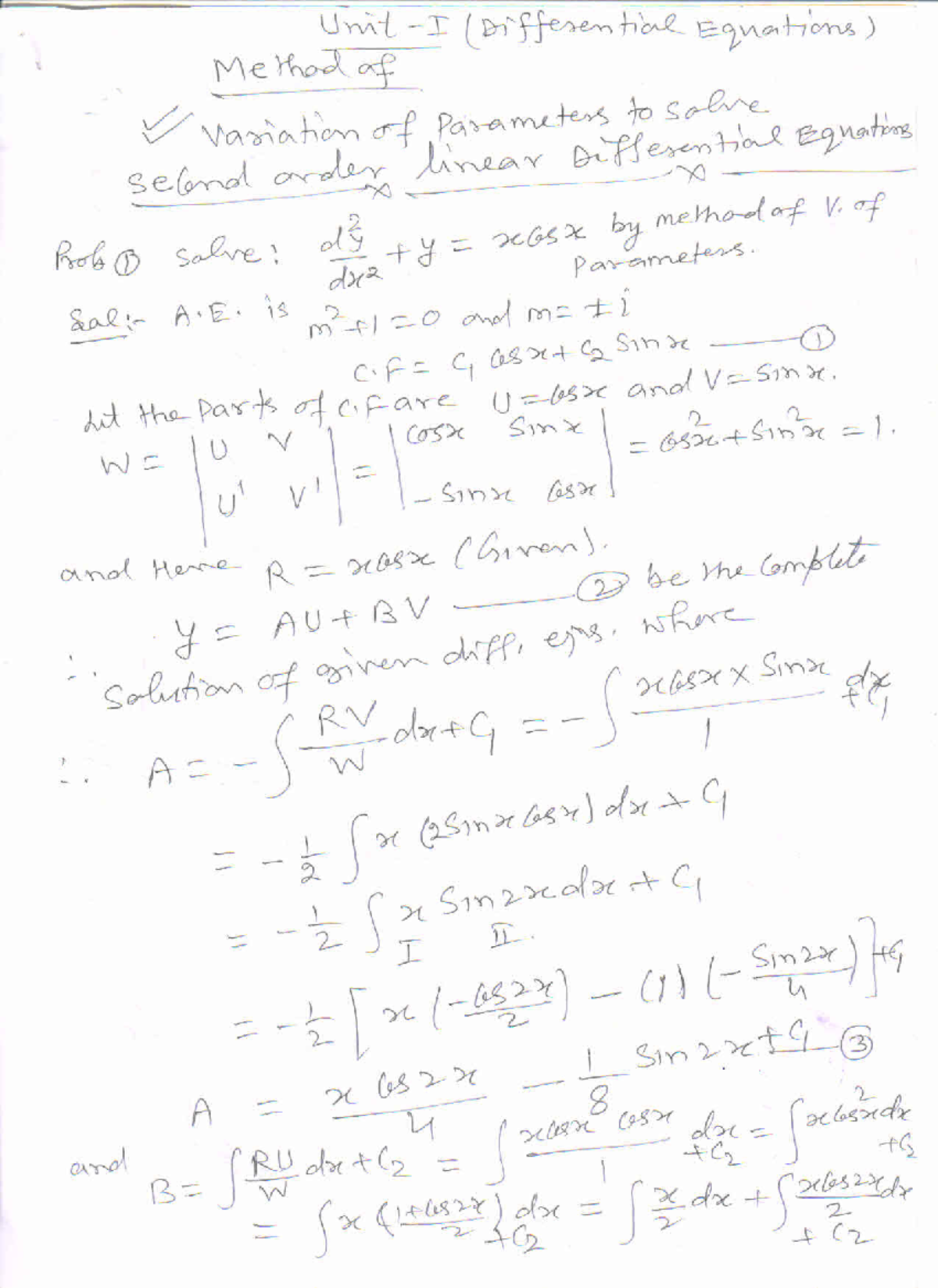 Unit-1 Notes Diff Equation - Maths 2 - Studocu