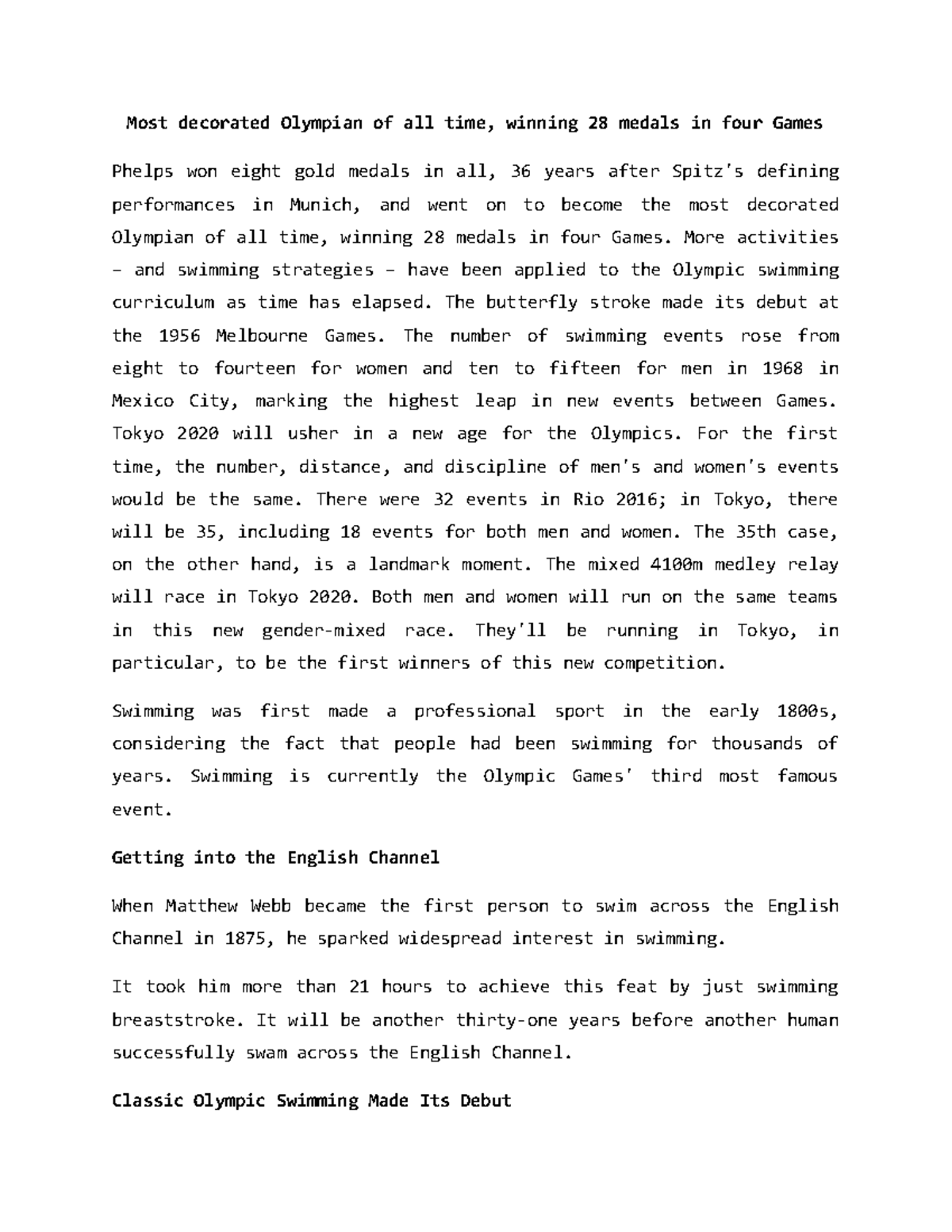 Most decorated Olympian of all time - More activities and swimming ...