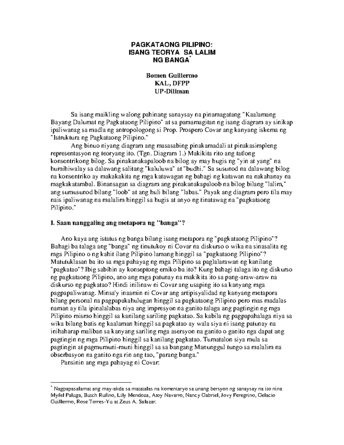 Kritika Covar - asasasasasas - PAGKATAONG PILIPINO: ISANG TEORYA SA ...