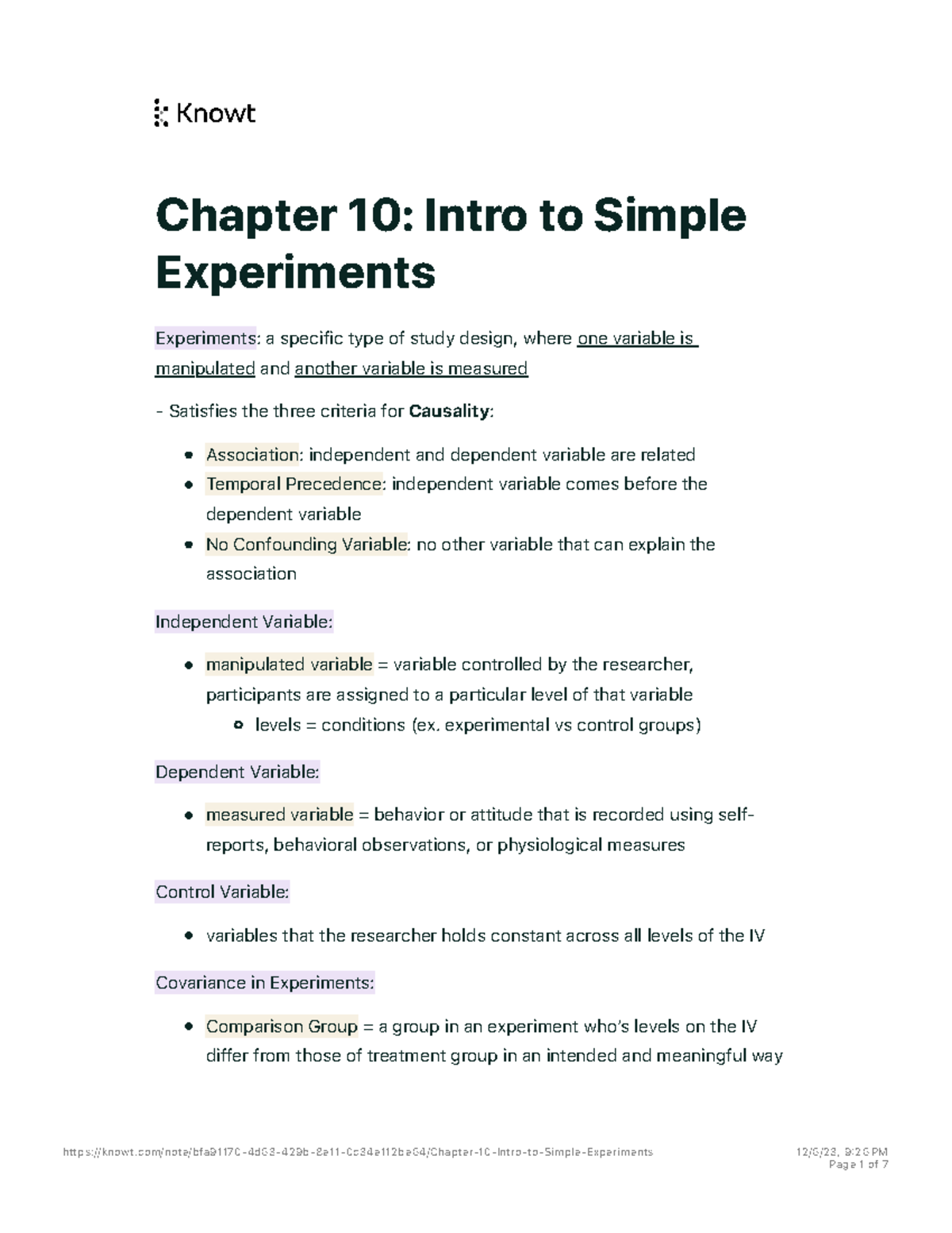 Chapter 10- Intro to Simple Experiments Notes - Chapter 10: Intro to ...